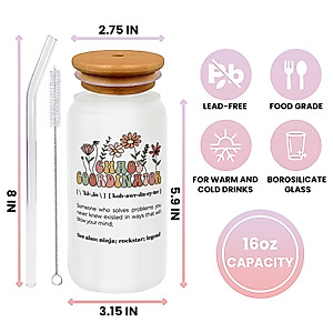 Thank You Gifts for Women - Chaos Coordinator Gifts, Coworker Gifts - Administrative Professional Day Gifts for Boss, Coworker, Manager, Office, Teacher, Nurse - Teacher Appreciation Gifts - Can Glass