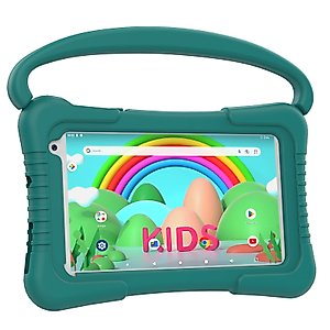 7 Inch Kids Tablet, Quad Core Android 11 Toddler Tablets, Children Tablet with 32GB Storage 2GB RAM WiFi BT Shockproof Case Dual Camera Educationl Games Parental Control, Kids Software Pre-Installed