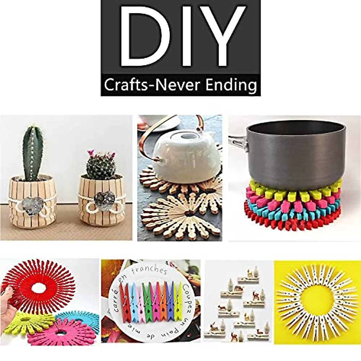 100pcs Clothes Pins Wooden Clothespins 3inch Heavy Duty Wood Clips for Hanging Clothes Pictures Outdoor