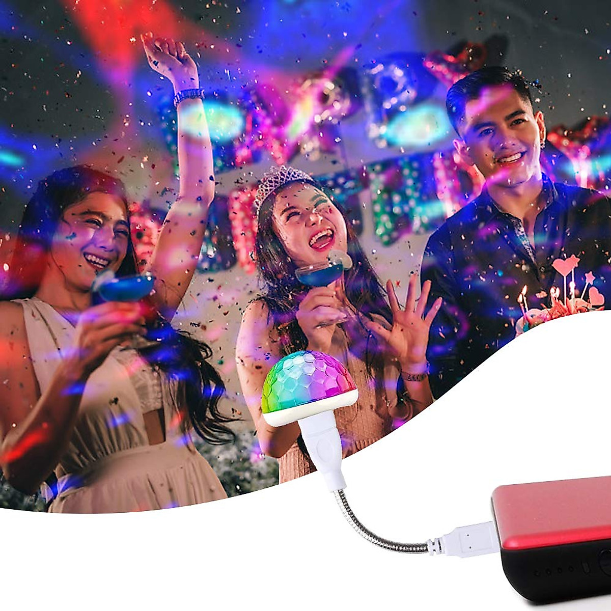 4Pack USB Mini Disco Ball Light, Sound Activated Party Lights DJ Strobe Light for Halloween toys Favors,Parties,Karaoke,Wedding,Birthday DJ Bar,Led Car USB Atmosphere Light (White)