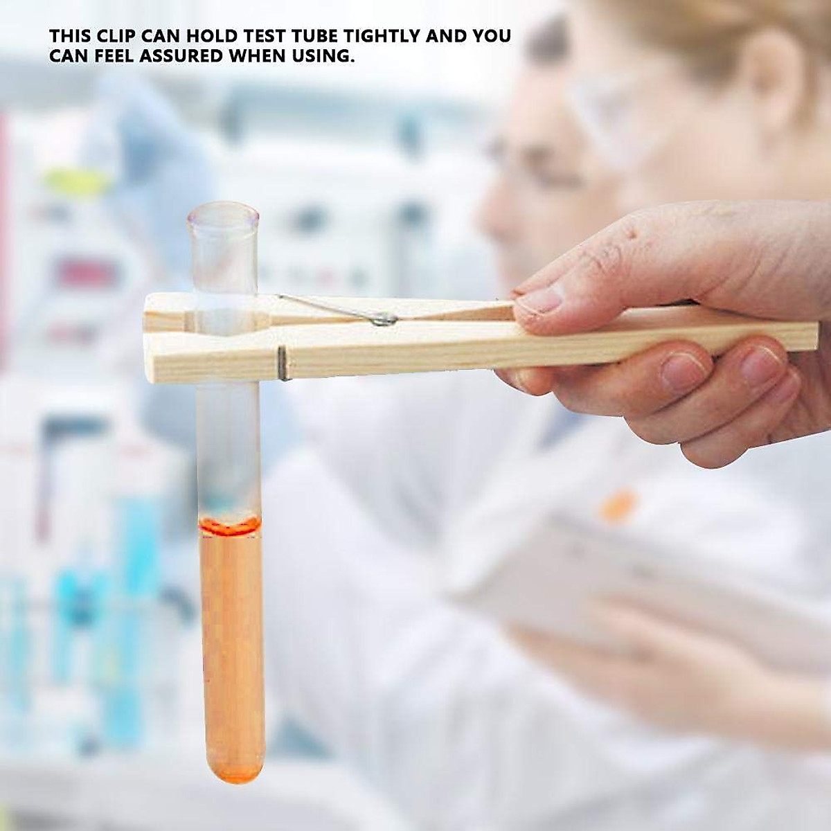 10Pcs Wood Test Tube Clip,Test Tube Holder Clamp Clip for Laboratory Equipment Testing Tool 18cm/7.1in Length
