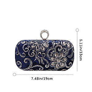 ABOOFAN Fashion Handmade Evening Clutch Bag Chic Women Party Wedding Purse Bag Gifts for Women Blue