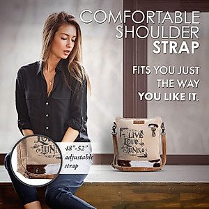 SIXTEASE Womens Shoulder Bag Vintage Style Shoulder Bags for Women - Made with Genuine Leather, Upcycled Canvas, or Hair On - Handmade, Adjustable Strap, Brass and Zinc Hardware - Live Love Junk
