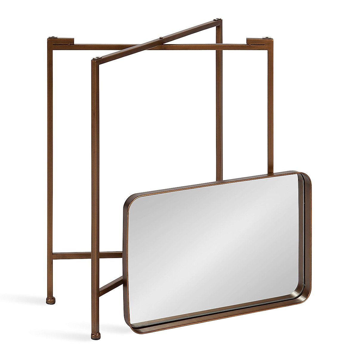 Kate and Laurel Celia Modern Mirrored Tray Side Table, 18 x 12 x 26, Dark Bronze, Foldable Rectangular End Table for Storage and Display