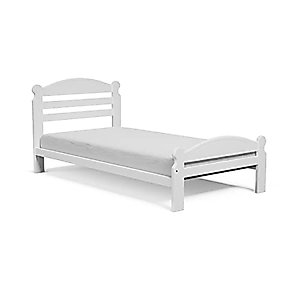 Twin XL Bed White Finish Arizona Wooden Single Bed Frame Easy to Assemble Crafted from Solid Pine Wood with Wooden Slats Includes 33.85 Tall Headboard and Footboard