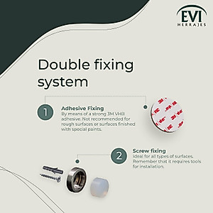 EVI | Wall/Handle Adhesive Doorstop | 0.9'' X 0.55'' | White Rubber | V2A Stainless Steel | Matte Finish | Includes Screw + Clamping Anchor | Mod. I-205/24