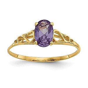 IceCarats 14K Yellow Gold Synthetic Alexandrite Ring size 5