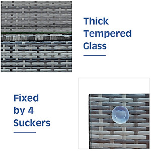 RELAX4LIFE 3-Piece Outdoor Furniture Set - All Weather PE Rattan Sofa Couch Set w/Thick Cushions & Tempered Glass Coffee Table, Patio Conversation Set for Lawn Yard Poolside (Grey)