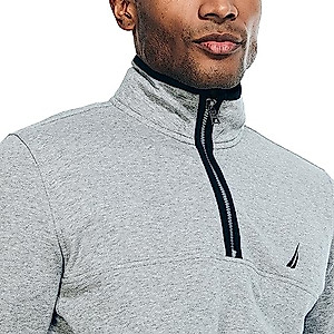Nautica Men's Quarter-Zip Sweatshirt, Stone Grey Heather