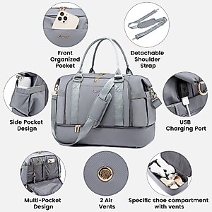 Gym Bag for Women LOVEVOOK Travel Duffel Bag with USB Charging Port,Weekender Bags for Women with Shoe Compartment,Carry on Overnight Bag with Toiletry Bag,Hospital Bags for Labor and Deliver