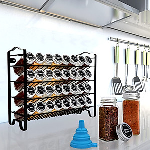 Accguan Spice Jars with Spice Rack,Spice Organizer with Spice Stickers and Stylus and Funnel, Perfect for Kitchen Countertop Storage,Cabinet Storage, Dining Room, and Gifts(36pcs)