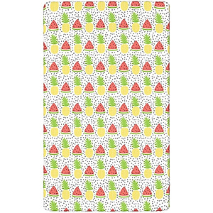 Pineapple Themed Fitted Crib Sheet,Standard Crib Mattress Fitted Sheet Soft and Breathable Bed Sheets-Baby Sheet for Boys Girls,28“ x52“,Coral Green Charcoal Grey and Yellow