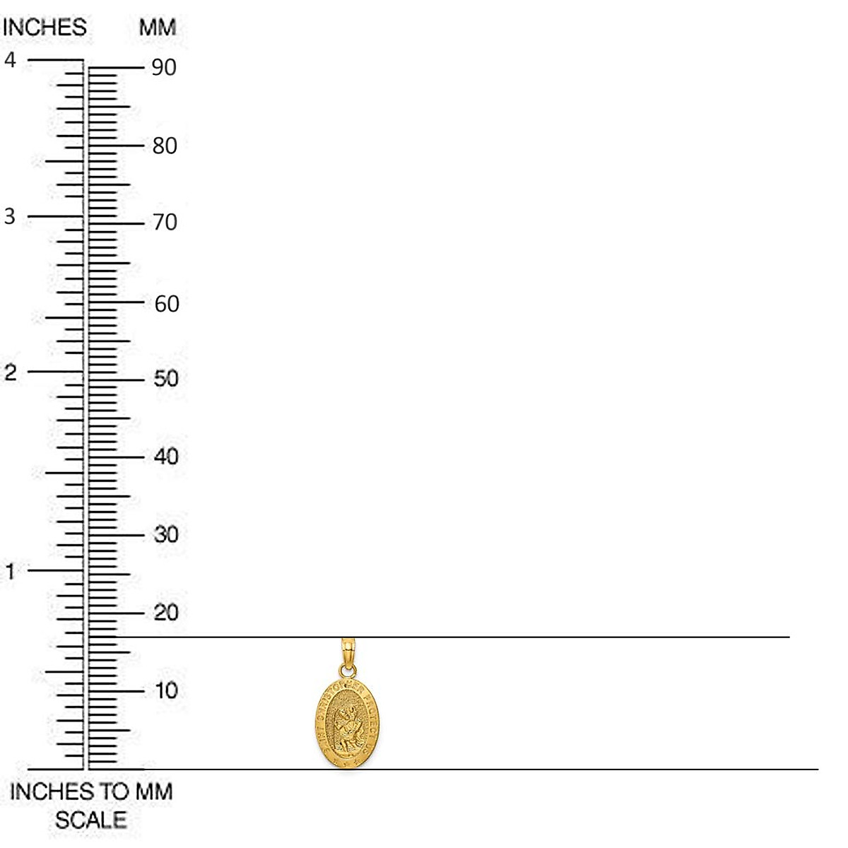 Diamond2Deal 14k Yellow Gold Saint Christopher Medal Pendant for Women (L- 22 mm W- 11 mm)