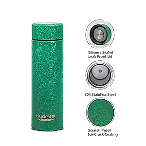 Hydrate Factory Ice Crack Insulated Water Bottle/Tea Flask/Coffee Mug with Tea Coffee Fruit Stainless Steel Bottle Infuser Ideal for Yoga Gym Work School (Emerald Green) - 500ml