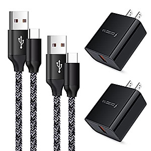 USB Type C Charger Fast Charge Dual USB Wall Plug Charging Blocks Android C Charger Cable Cord for Samsung Galaxy S23 S22 S21 Ultra Plus S20 FE S10 S9 Note 20 10 9 A10e A01 A11 A12 A21 A20 A31 A32 A42