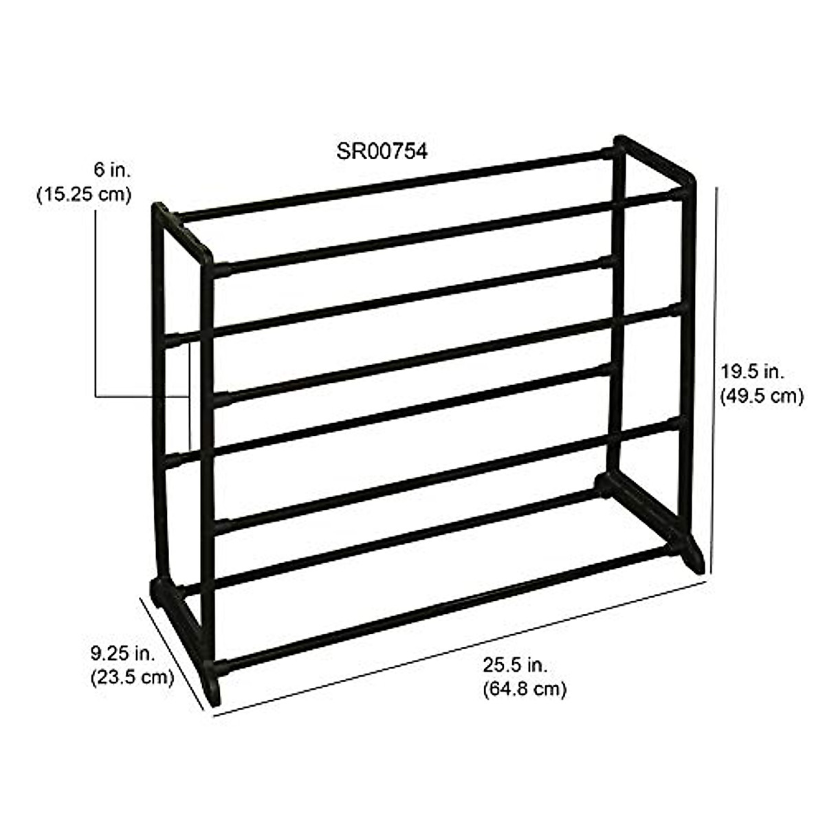 Sunbeam 12-Pair Shoe Rack, Black (SR00754)