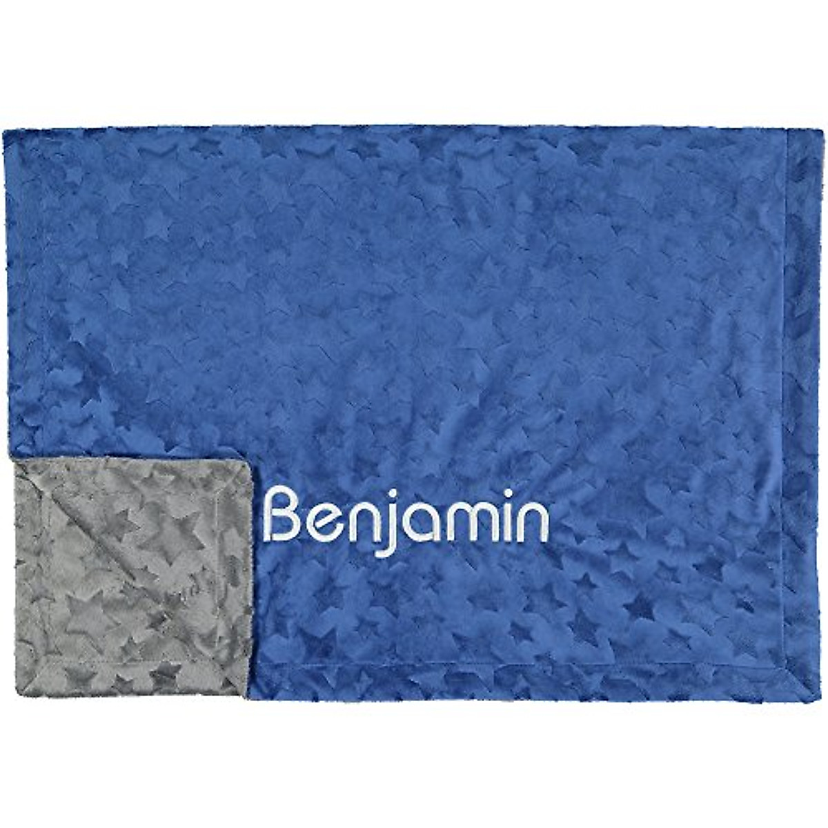 berry bebe Baby Boy Gifts, Personalized Baby Blanket for Boy, Custom Name Blankets Plush Mink Material with Star Design, Blue and Gray