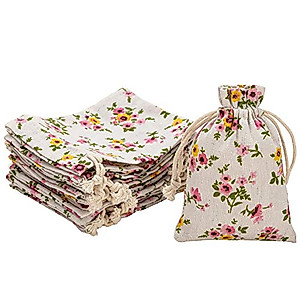 KAOYOO 50PCS 2.8X3.5 Inches Flower Drawstring Burlap Gift Bags,Gift Pouch for Jewelry Coin Candy DIY Craft Wedding Party Christmas New Year's Day