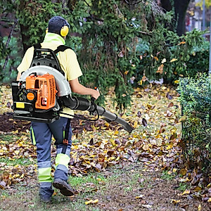 Gas Leaf Blower, 63-CC 3HP 2 Stroke Gas Powered Leaf Blower Backpack Leaf Blower for Efficient Cleaning for Lawn Snow, with Air Cooling and Backpack Carry (Orange)