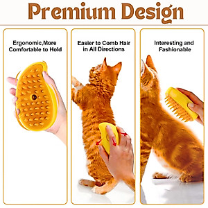 Generic 3-in-1 Self-Cleaning Steam Brush for Pets - Removes Loose and Tangled Hair, Multifunctional Design for Cats, Yellow