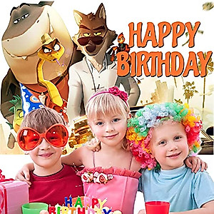 The Bad Guys Movie Theme Backdrop，Bad Guys Banner for Kids Happy Birthday Party Decoration, 5 x 3 ft The Bad Guys Photography Background for Baby Shower