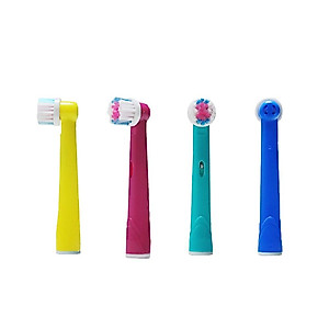 Kids Colored Brush Heads Compatible with Oral-B Kids, Vitality, Genius, Smart Series Pro, Triumph, Advance Power Toothbrush - 4 Pack