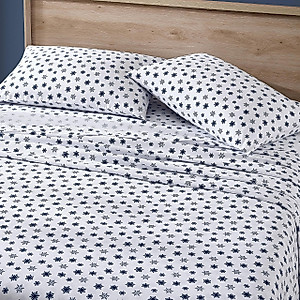 Nautica - Twin Sheet Set, Brushed Flannel Bedding Set, Soft & Cozy Home Decor (Snowflake Toss, Twin)