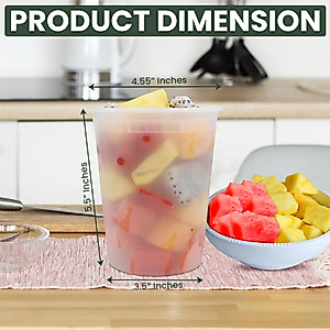 Great Credentials Plastic Soup Food Container with Lids, 32 oz, 12 Pack, Clear