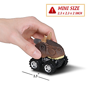 Nunkitoy Dinosaur Cars,6 Pack Pull Back Dinosaur Vehicle Set,Mini Pull Back Animal Car Toy for Toddlers Boys Girls,Animal Vehicles for Kids Party Favors