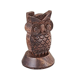 Eximious India Wooden Owl Glasses Holder Night Stand Reading Eyeglass Retainer Gifts for Women Men Him Her Mom Dad Car SPWAL03