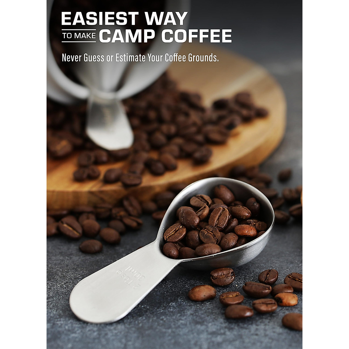 COLETTI Coffee Scoop - Tablespoon Scoop - Stainless Steel Short Handle For Measuring Ground Coffee, Sugar and Baking (2 Tbsp (30ml))