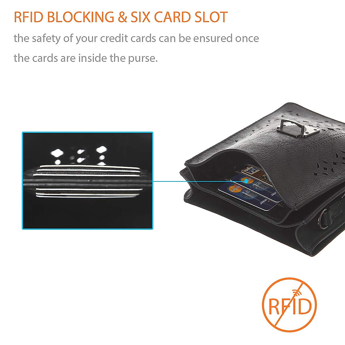 MINICAT Women RFID Blocking Small Crossbody Bags Cell Phone Purse Wallet With Credit Card Slots(Black-Thicker)