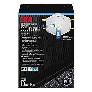 3M Respirator, Cool Flow Valve, Paint Sanding, Lightweight, Disposable, Filter Media, Stretchable, Easy Breathing, 10-Pack