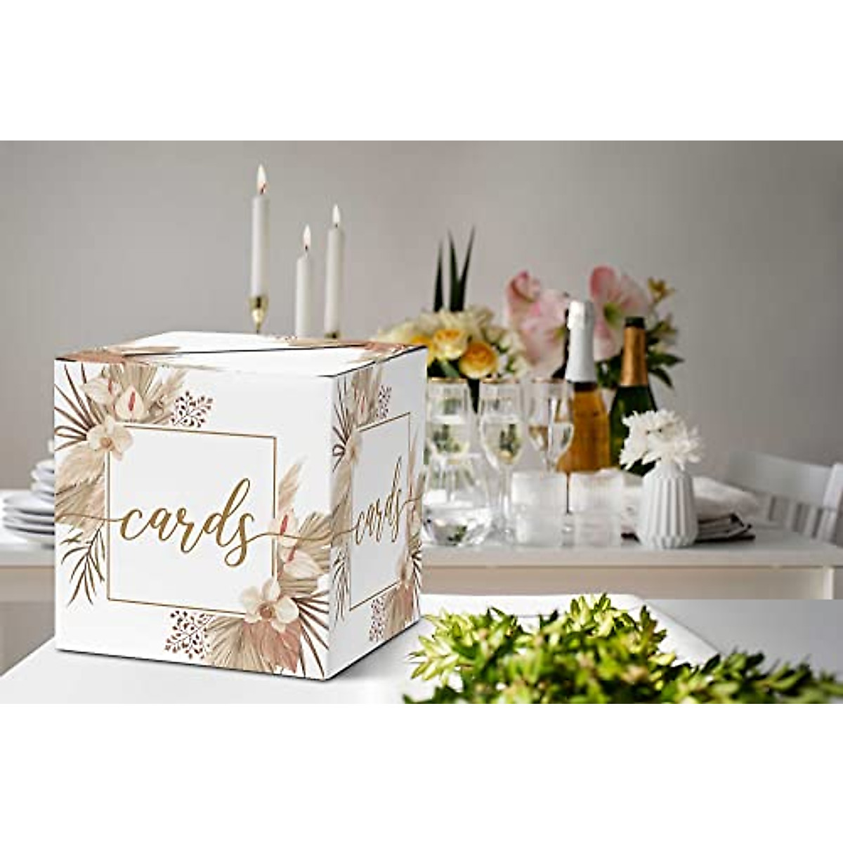 8”Card Box, boho Floral Cards Receiving Box, For Birthday, Wedding, Bridal or Baby Shower, Engagement, Retirements, Graduation, Money Box Holder, Party Favor, Decorations, 1 pte (Cabox005）