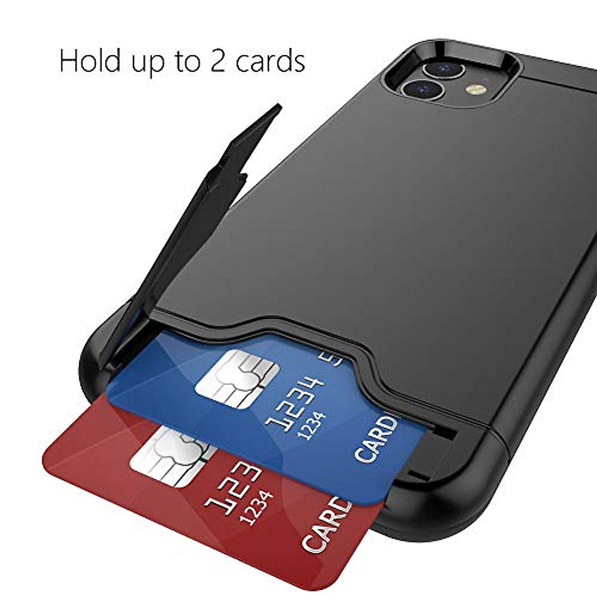Teelevo Wallet Case for Apple iPhone 11, Dual Layer Case with Card Slot Holder and Kickstand for Apple iPhone 11 - Black