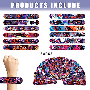 XFYCUTE 98 Pcs Party Favors,Include Slap Bracelet and Stickers for Birthday Party Decorations Party Supplies