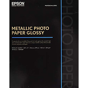 Epson S045589 Professional Series Metallic Photo Paper Glossy, 25 Sheets, 8.5x11 inch