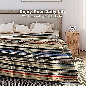 Classic Rock Vinyl Records Flannel Fleece Throw Blankets 50"X40" Lightweight Fluffy Winter Fall Blanket Cozy Soft Fuzzy Plush Home Decor for Couch Bed Sofa Bedroom Living Room Travel