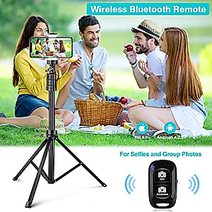 UBeesize 67" Phone Tripod&Selfie Stick, Camera Tripod Stand with Wireless Remote and Phone Holder, Perfect for Selfies/Video Recording/Live Streaming Black