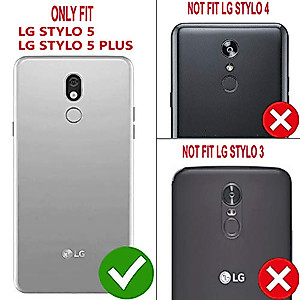 STARSHOP LG Stylo 5 Phone Case, [Not Fit Stylo 4 / Stylo 6], with [Tempered Glass Protector Included] Military Grade Shockproof Protection Cover with Rotating Ring Holder Kickstand - Scarlet