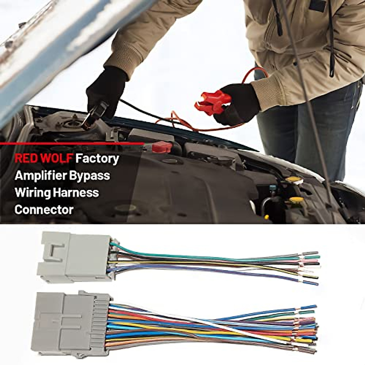 RED WOLF Factory Amplifier Bypass Wiring Harness Connector Adapter Replacement for GMC Yukon Chevy Tahoe Suburban Cadillac Escalade Hummer H2 1998-2009 for Bose AMP Wire Cable Adaptor Plug