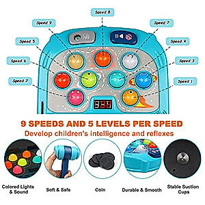 Whack A Mole Game, Toys for 3+ Year Old Boys/Girls, Whack A Mole Game for Toddlers, Pounding Toy for 3 4 5 6 7 8+ Kids, Interactive Educational Toys with Sound and Light, PK Mode with 2 Hammers