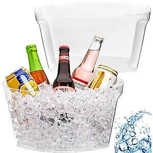Cedilis 2 Pack 6 Liter Acrylic Ice Bucket, Clear Champagne Bucket Chille, Oval Wine Bucket, Drink Cooler Bucket, Beverage Storage Tub for Champagne, Beer Bottles, Drinks, Bar and Parties