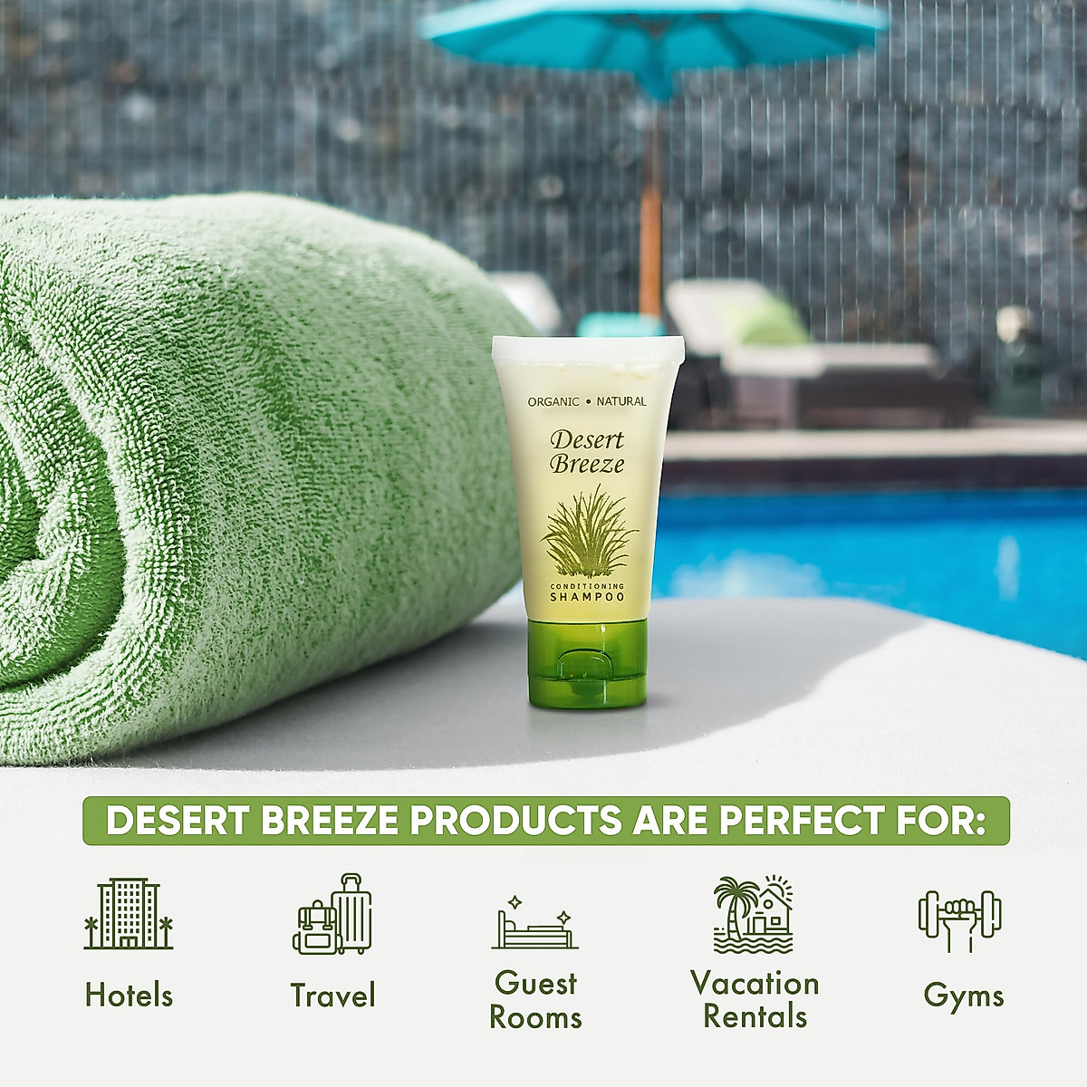 Desert Breeze Shampoo, Travel Size Hotel Toiletries, 1 oz. Flip Cap (Case of 20)