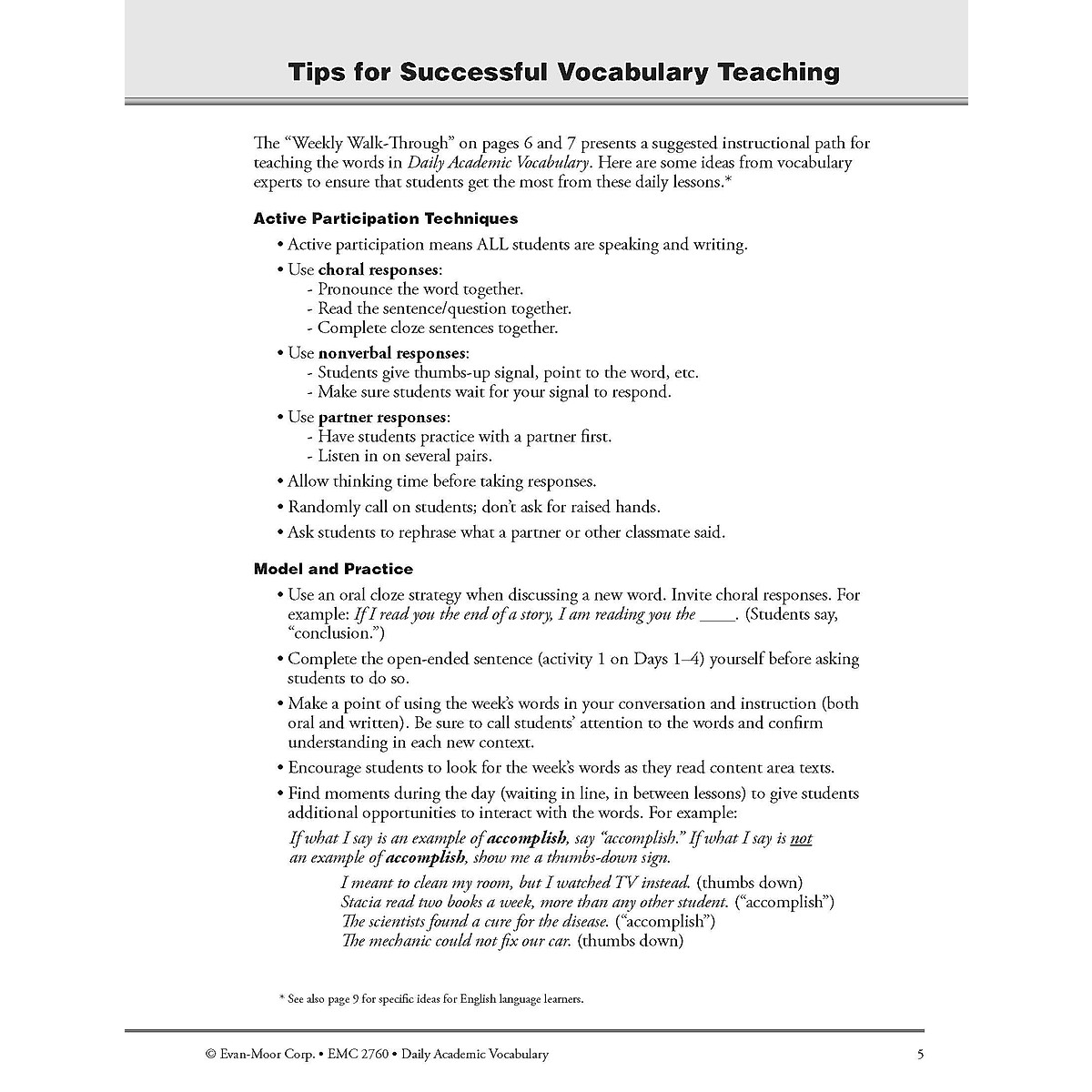 Daily Academic Vocabulary, Grade 4