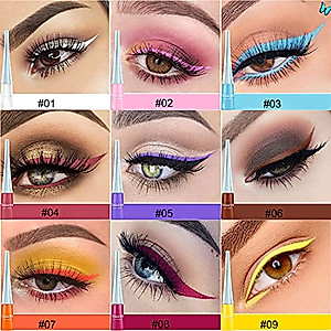 Topcent Matte Liquid Eyeliner Set, 16 Colors Neon White Black Red Brown Green Eye Liners For Women Waterproof High Pigmented Long Lasting Rainbow Eyeliner Pencil Quick Dry Eyes Makeup Kit (16PCS)