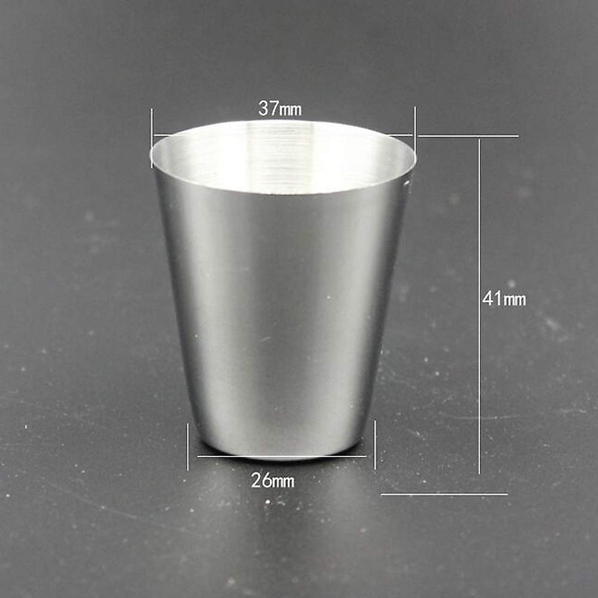 lasenersm 4 Pieces 30ml (1oz) Stainless Steel Shot Cups Shot Glass Drinking Vessel with One Black PU-Leather Carrying Case Outdoor Camping Travel Coffee Tea Cup, Silver Cup, Black Case
