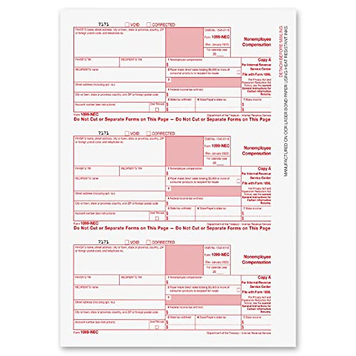 1099 NEC Forms 2022, 1099 NEC Laser Forms IRS Approved Designed for QuickBooks and Accounting Software 2022, 4 Part Tax Forms Kit, 25 Vendor Kit – Total 38 (108) Forms