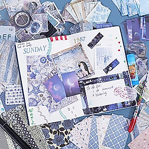 Urradia Scrapbooking Kit for Kids and Adults - 423pcs Blue Space Nature Themed Craft Papers and Stickers