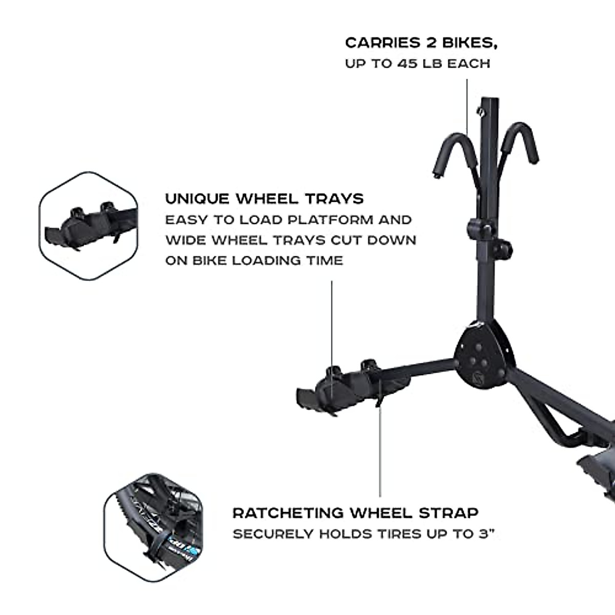 Saris Bicycle Racks, All Star Tray Style Hitch Rack, Mount 2 Bikes, Black